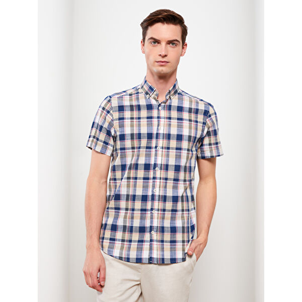 LCW CLASSIC Slim Fit Kısa Kollu Ekose Erkek Gömlek LCW CLASSIC Slim Fit Kısa Kollu Ekose Erkek Gömlek
