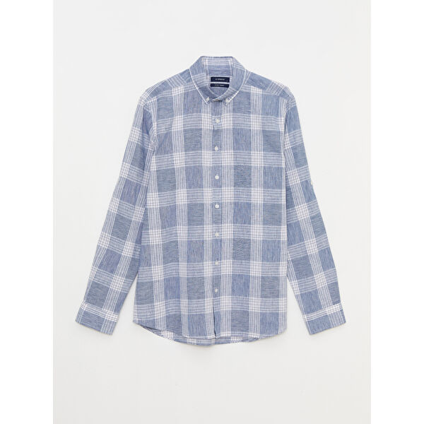 LCW CLASSIC Regular Fit Uzun Kollu Ekose Keten Erkek Gömlek