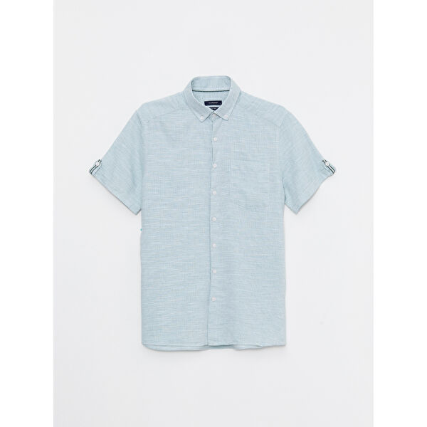 LCW CLASSIC Slim Fit Kısa Kollu Armürlü Erkek Gömlek