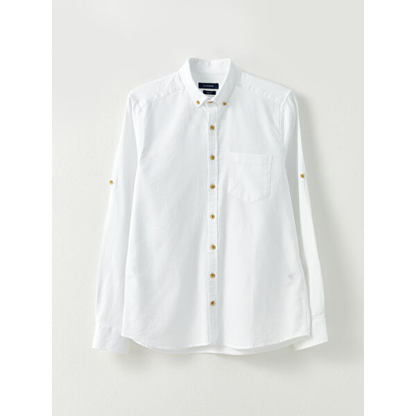 LCW CLASSIC Slim Fit Uzun Kollu Armürlü Erkek Gömlek