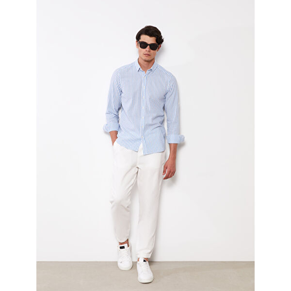 Slim Fit Uzun Kollu Çizgili Erkek Gömlek Slim Fit Uzun Kollu Çizgili Erkek Gömlek