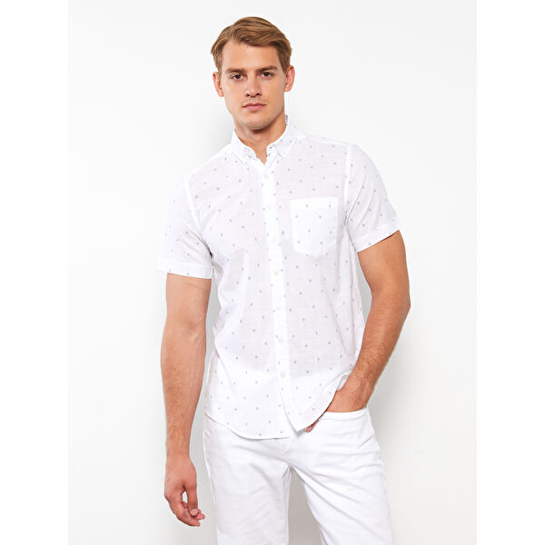 LCW CLASSIC Regular Fit Kısa Kollu Desenli Poplin Erkek Gömlek LCW CLASSIC Regular Fit Kısa Kollu Desenli Poplin Erkek Gömlek