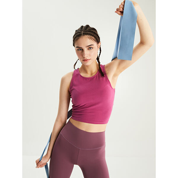 LCW ACTIVE Bisiklet Yaka Düz Crop Kadın Atlet