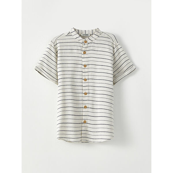 Hakim Yaka Çizgili Kısa Kollu Erkek Çocuk Gömlek