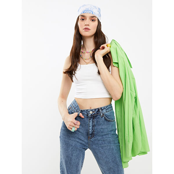 XSIDE U Yaka Askılı Düz Crop Pamuklu Kadın Atlet