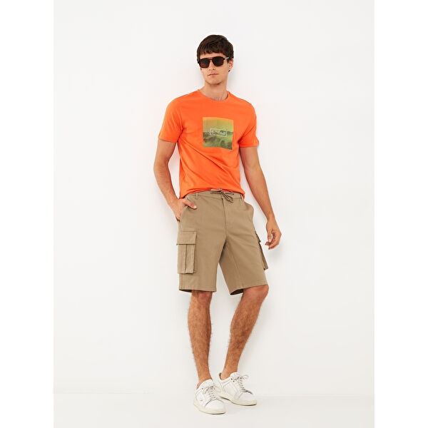 Standart Kalıp Gabardin Erkek Kargo Şort