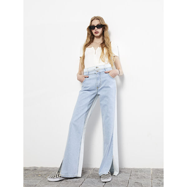 XSIDE Standart Fit Renk Bloklu Cep Detaylı Kadın Jean Pantolon XSIDE Standart Fit Renk Bloklu Cep Detaylı Kadın Jean Pantolon