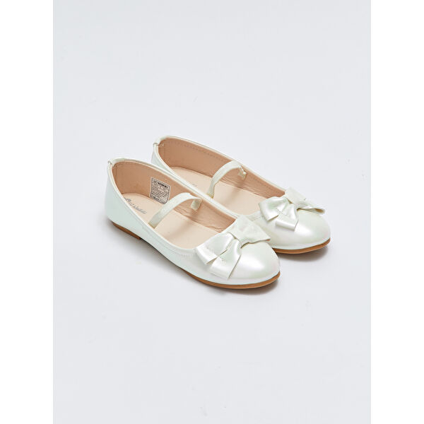 Parlak Deri Görünümlü Fiyonk Detaylı Lastikli Kız Çocuk Babet