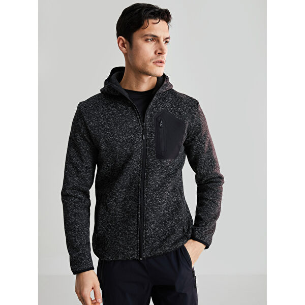 Outdoor Standart Kalıp Kapüşonlu Erkek Spor Hırka