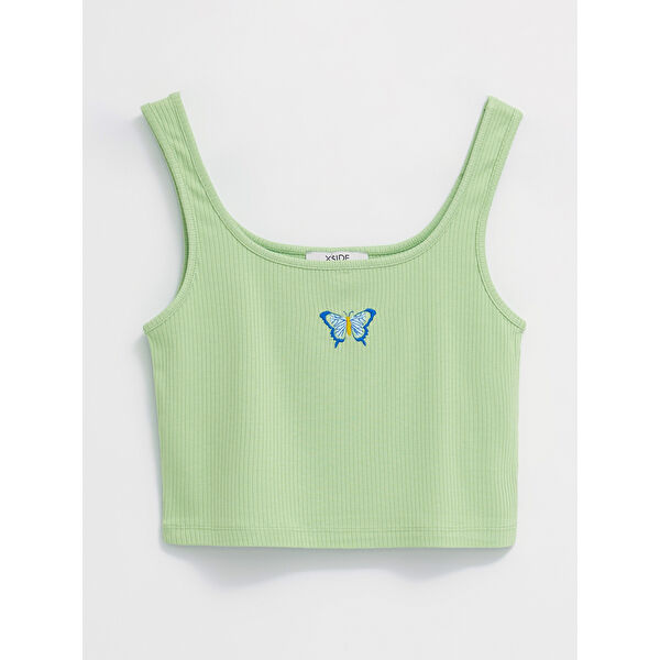 XSIDE U Yaka Nakışlı Crop Kadın Atlet