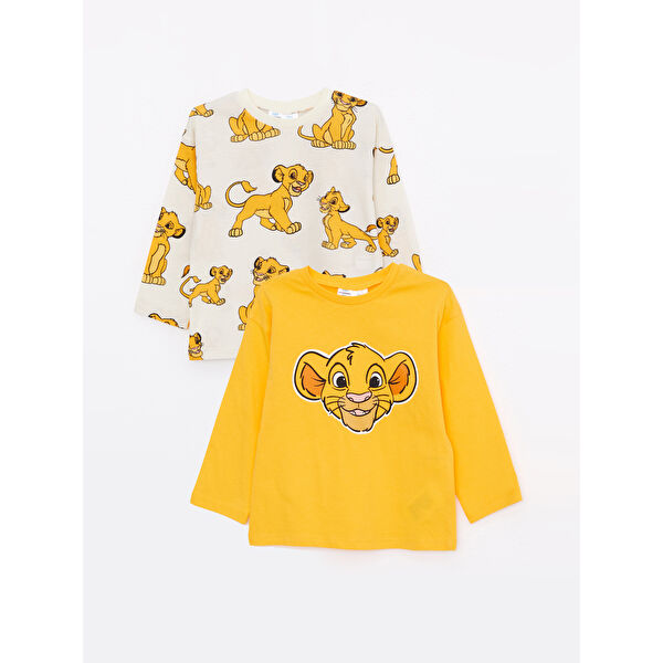 Bisiklet Yaka Uzun Kollu Aslan Kral Baskılı Pamuklu Erkek Bebek Tişört 2'li Bisiklet Yaka Uzun Kollu Aslan Kral Baskılı Pamuklu Erkek Bebek Tişört 2'li
