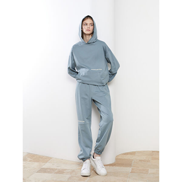 MODEST Beli Lastikli Yazı Baskılı Kadın Jogger Eşofman Altı