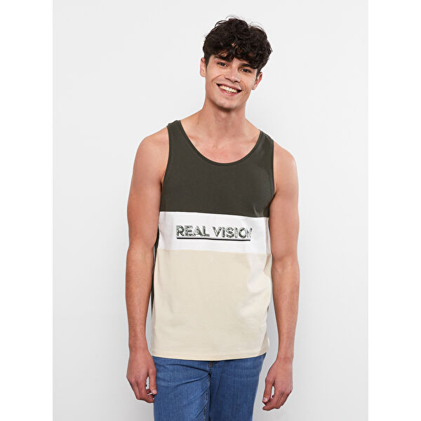 Bisiklet Yaka Kolsuz Renk Bloklu Erkek Atlet Bisiklet Yaka Kolsuz Renk Bloklu Erkek Atlet