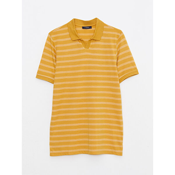 Polo Yaka Kısa Kollu Çizgili Penye Erkek Tişört