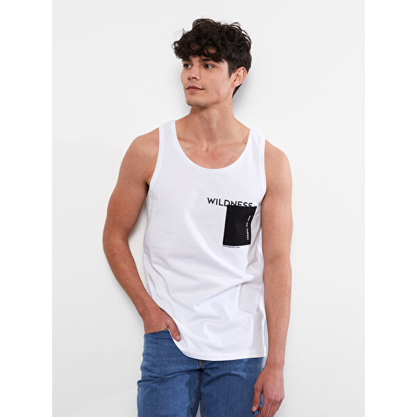 Bisiklet Yaka Kolsuz Baskılı Erkek Atlet