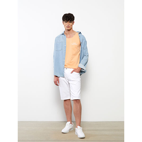 LCW CASUAL Bisiklet Yaka Kolsuz Baskılı Penye Erkek Atlet