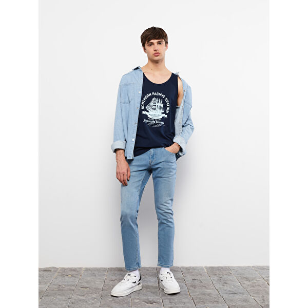 Bisiklet Yaka Kolsuz Baskılı Penye Erkek Atlet