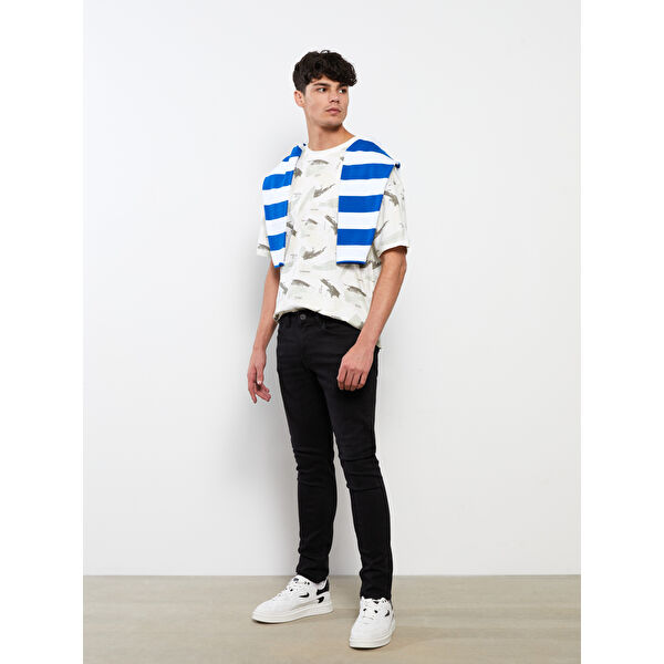 Oversize Bisiklet Yaka Kısa Kollu Baskılı Penye Erkek Tişört