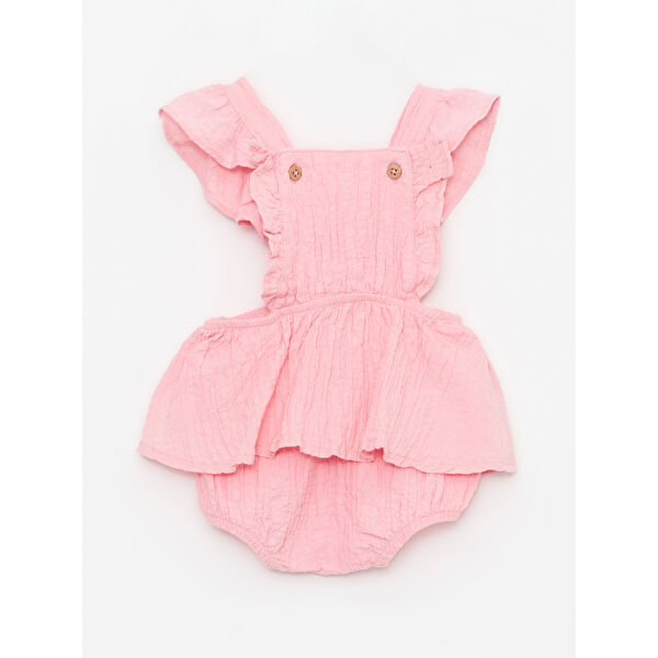 Kare Yaka Askılı Kız Bebek Salopet