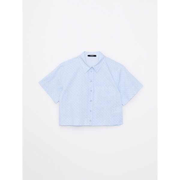 XSIDE Önden Düğme Kapamalı Desenli Kısa Kollu Poplin Kadın Gömlek XSIDE Önden Düğme Kapamalı Desenli Kısa Kollu Poplin Kadın Gömlek