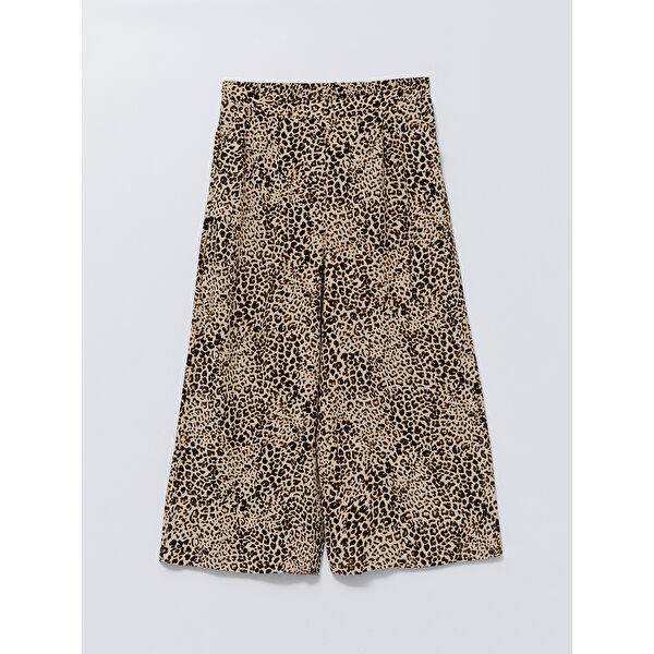 LCW BASIC Beli Lastikli Desenli Viskon Kadın Capri