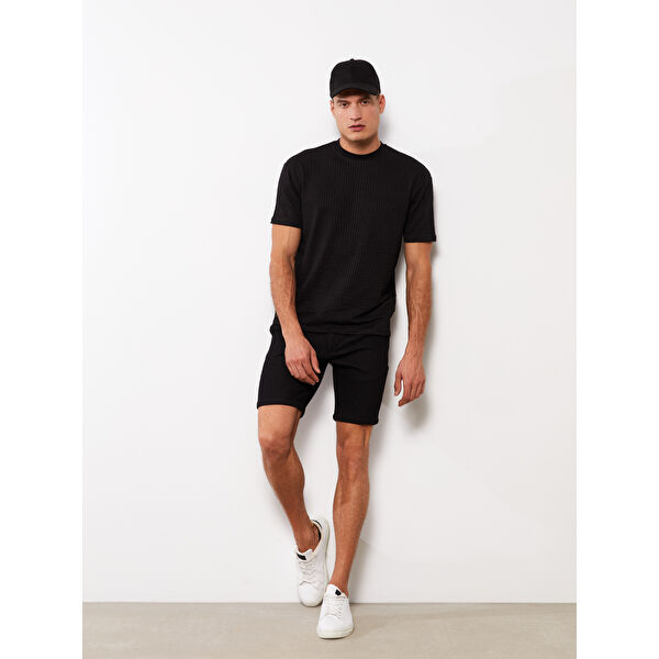 Slim Fit Dokulu Erkek Şort