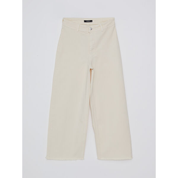 XSIDE Standart Fit Düz Cep Detaylı Geniş Paça Kadın Jean Pantolon