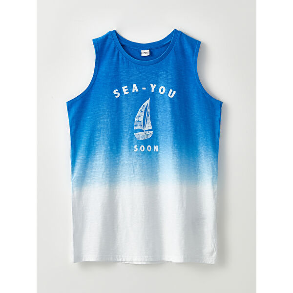 Bisiklet Yaka Baskılı Pamuklu Erkek Çocuk Atlet