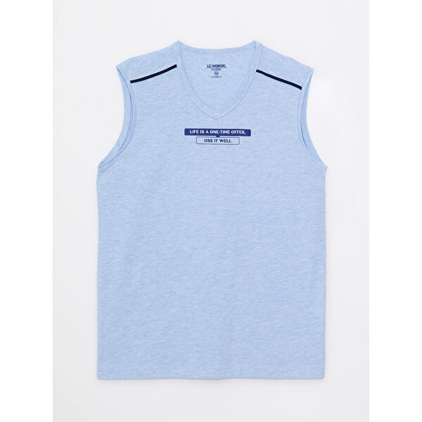 LCW CLASSIC V Yaka Kolsuz Baskılı Erkek Atlet