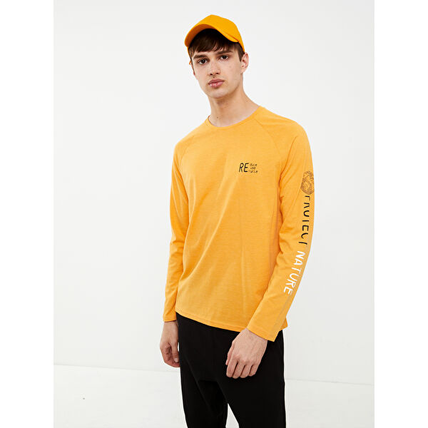 Outdoor Bisiklet Yaka Uzun Kollu Baskılı Erkek Tişört