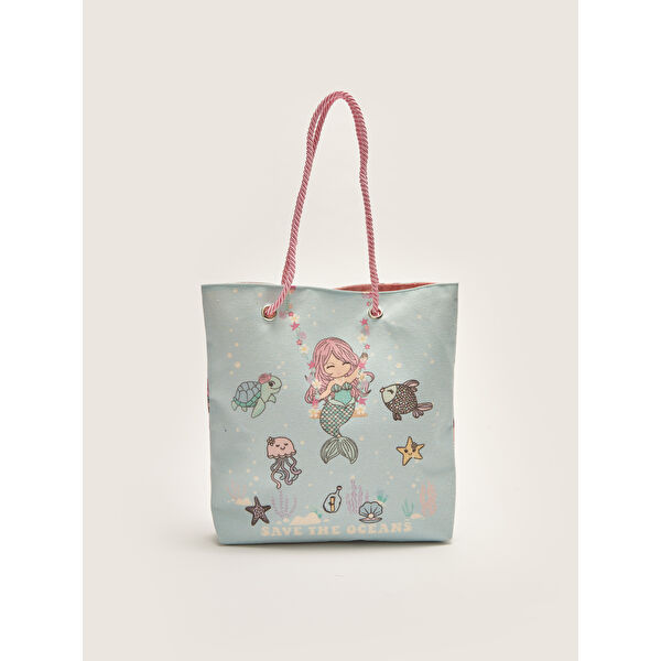 Baskılı Kız Çocuk Plaj Çantası