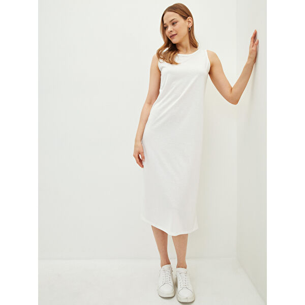 LCW CLASSIC Bisiklet Yaka Düz Kolsuz Kadın Elbise