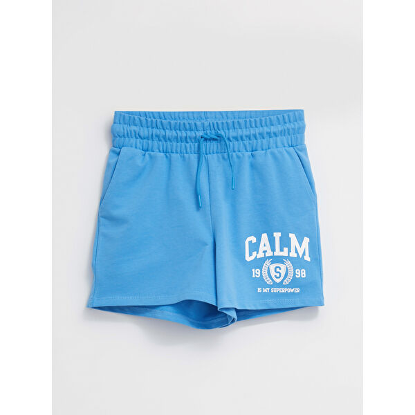 XSIDE Beli Lastikli Baskılı Cep Detaylı Pamuklu Kadın Bermuda Şort