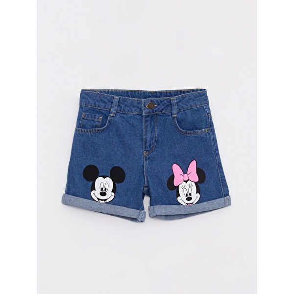 Minnie ve Mickey Mouse Lisanslı Kız Çocuk Jean Şort Minnie ve Mickey Mouse Lisanslı Kız Çocuk Jean Şort
