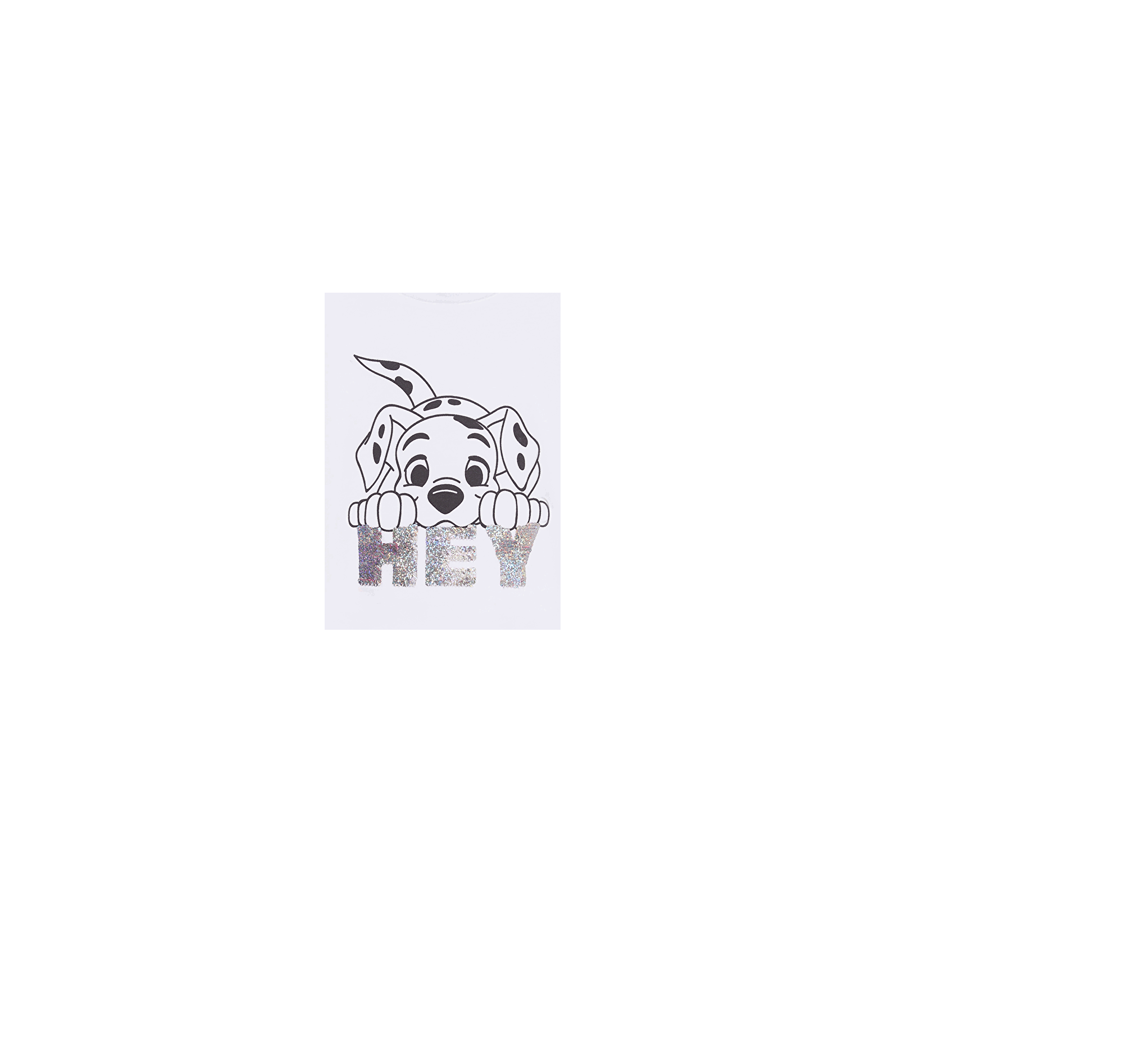 Bisiklet Yaka 101 Dalmaçyalı Baskılı Çift Yönlü Payetli Kısa Kollu Pamuklu Kız Çocuk Tişört