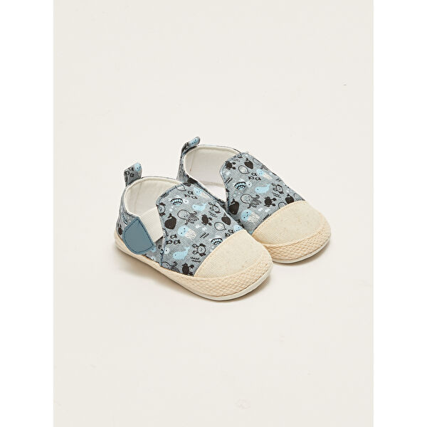 Pamuk Astarlı Desenli Erkek Bebek Ev Ayakkabısı Ve Papyon