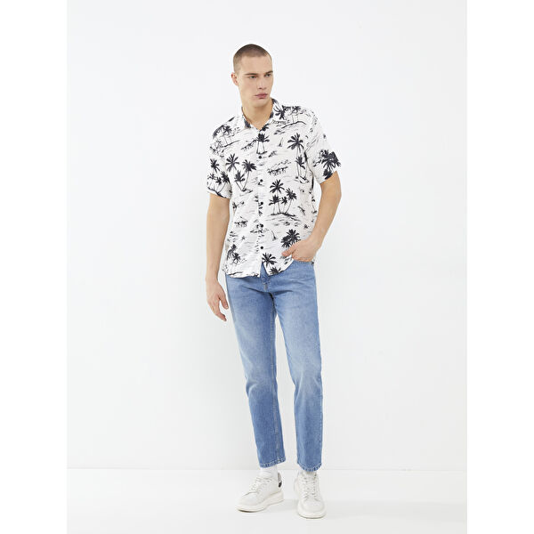 XSIDE Regular Fit Kısa Kollu Desenli Viskon Erkek Gömlek