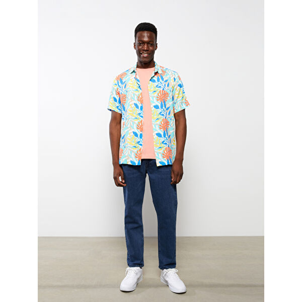 XSIDE Regular Fit Kısa Kollu Desenli Viskon Erkek Gömlek