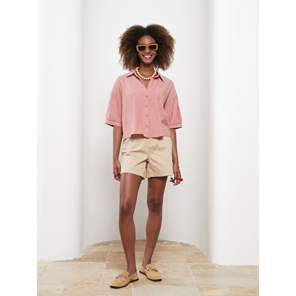 LCW BASIC Rahat Kalıp Düz Cep Detaylı Gabardin Kadın Şort