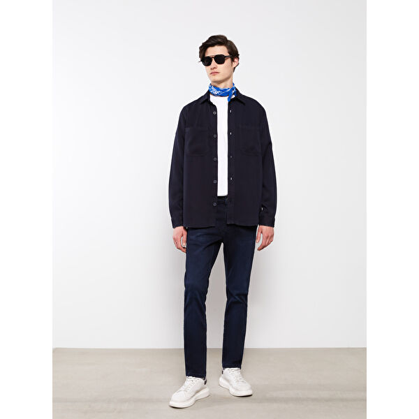 Regular Fit Uzun Kollu Erkek Jean Gömlek