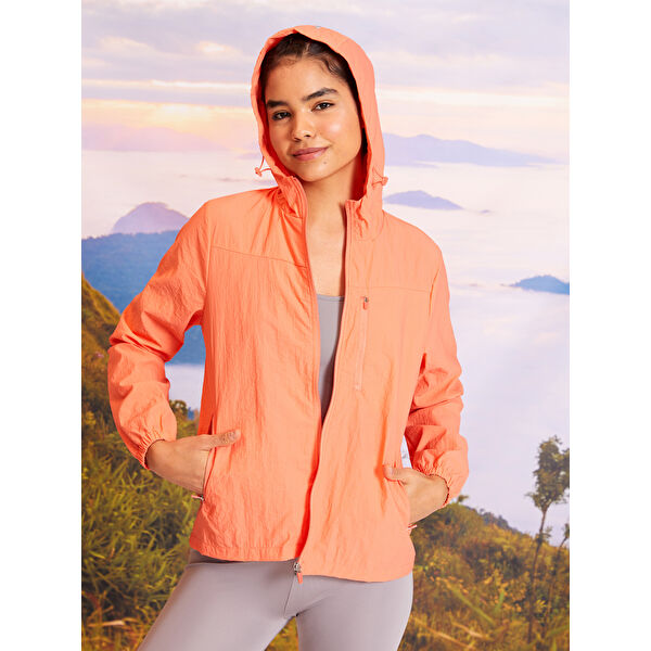 Kapüşonlu Düz Uzun Kollu Kadın Outdoor Yağmurluk Kapüşonlu Düz Uzun Kollu Kadın Outdoor Yağmurluk