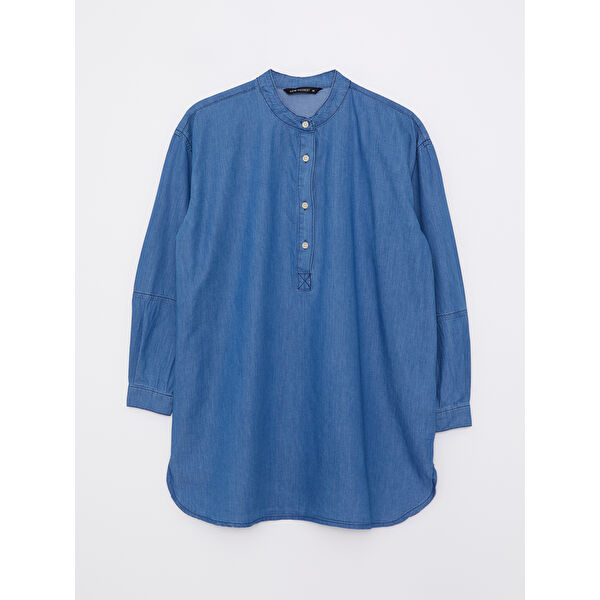 MODEST Hakim Yaka Düz Uzun Kollu Kadın Rodeo Jean Tunik