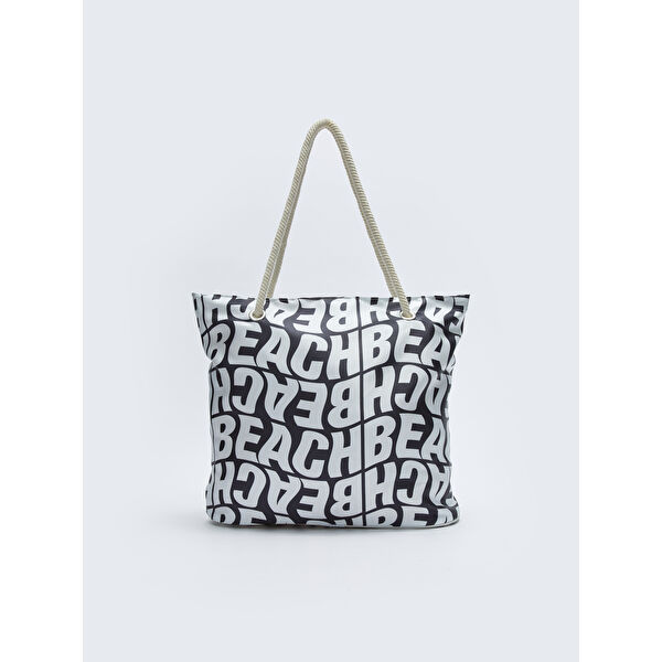 Yazı Baskılı Kadın Plaj Çantası