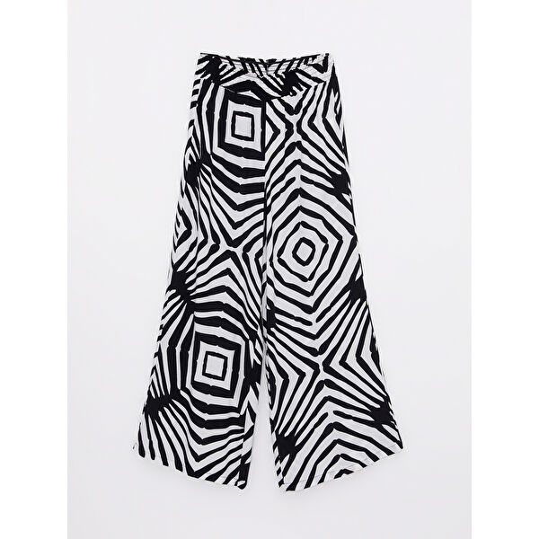 LCW CLASSIC Beli Lastikli Desenli Krinkle Kadın Pantolon