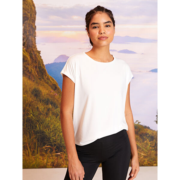 Bisiklet Yaka Baskılı Kısa Kollu Kadın Outdoor Tişört