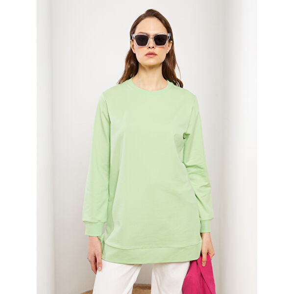 MODEST Bisiklet Yaka Düz Uzun Kollu Kadın Sweatshirt Tunik