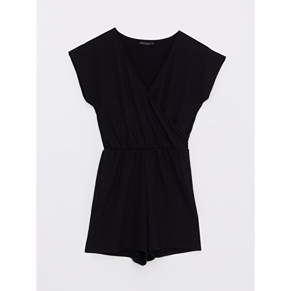 LCW CASUAL Kruvaze Yaka Düz Kısa Kollu Kadın Tulum LCW CASUAL Kruvaze Yaka Düz Kısa Kollu Kadın Tulum