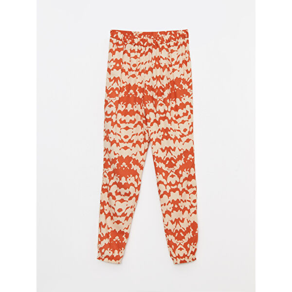 Beli Lastikli Desenli Viskon Kız Çocuk Pantolon