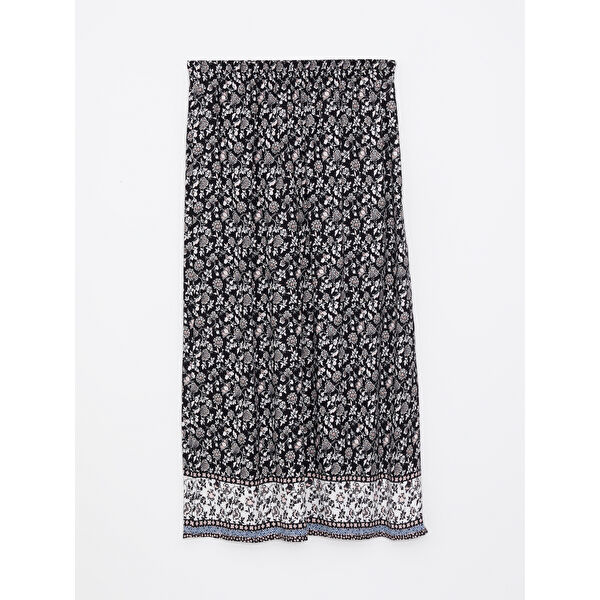 LCW GRACE Beli Lastikli Desenli A Kesim Viskon Kadın Etek