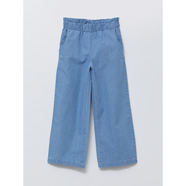 Basic Geniş Paça Kız Çocuk Jean Pantolon